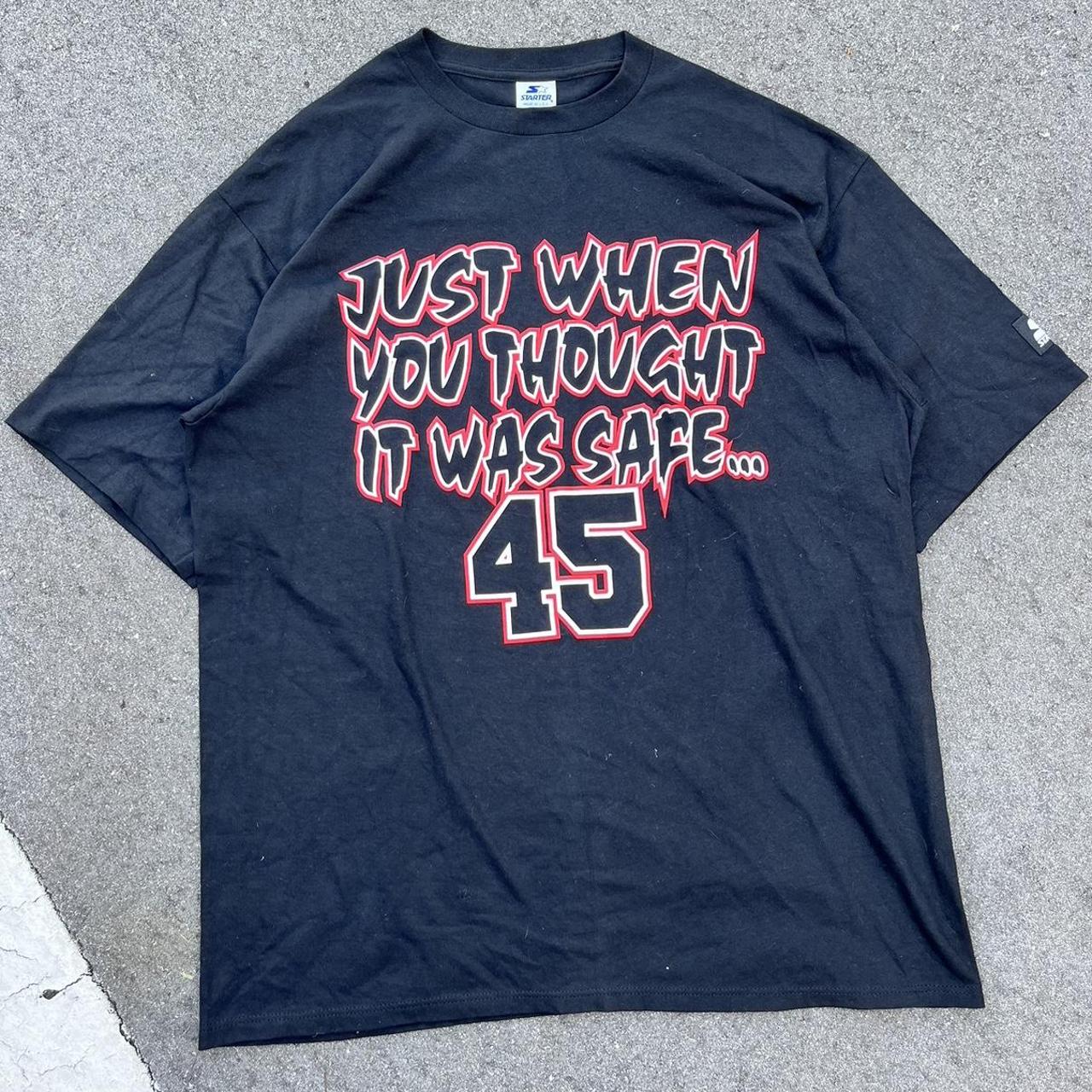 90s Michael Jordan “He’s Back” starter tee Single... - Depop