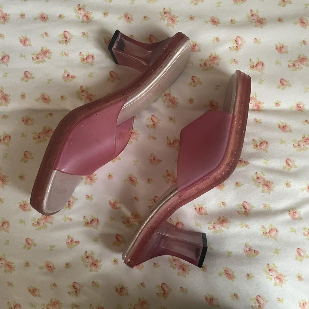 y2k 2000s MUDD pink jelly mules heels with a... - Depop