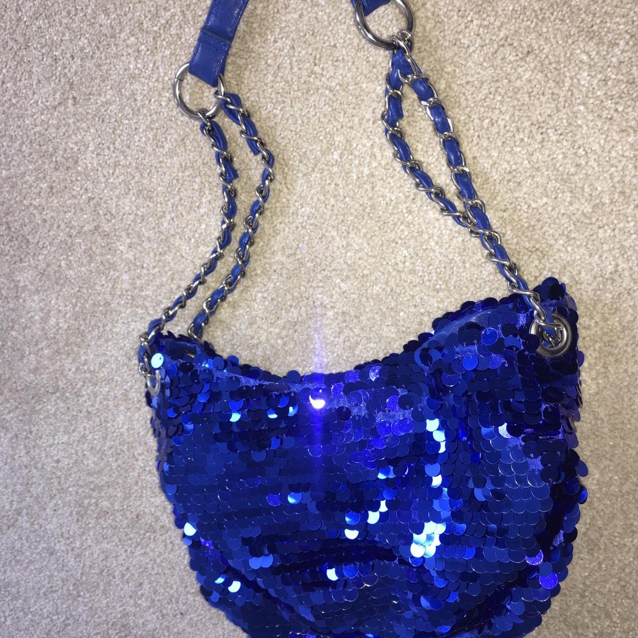 Stunning Next blue sparkly sequin shoulder bag in... - Depop