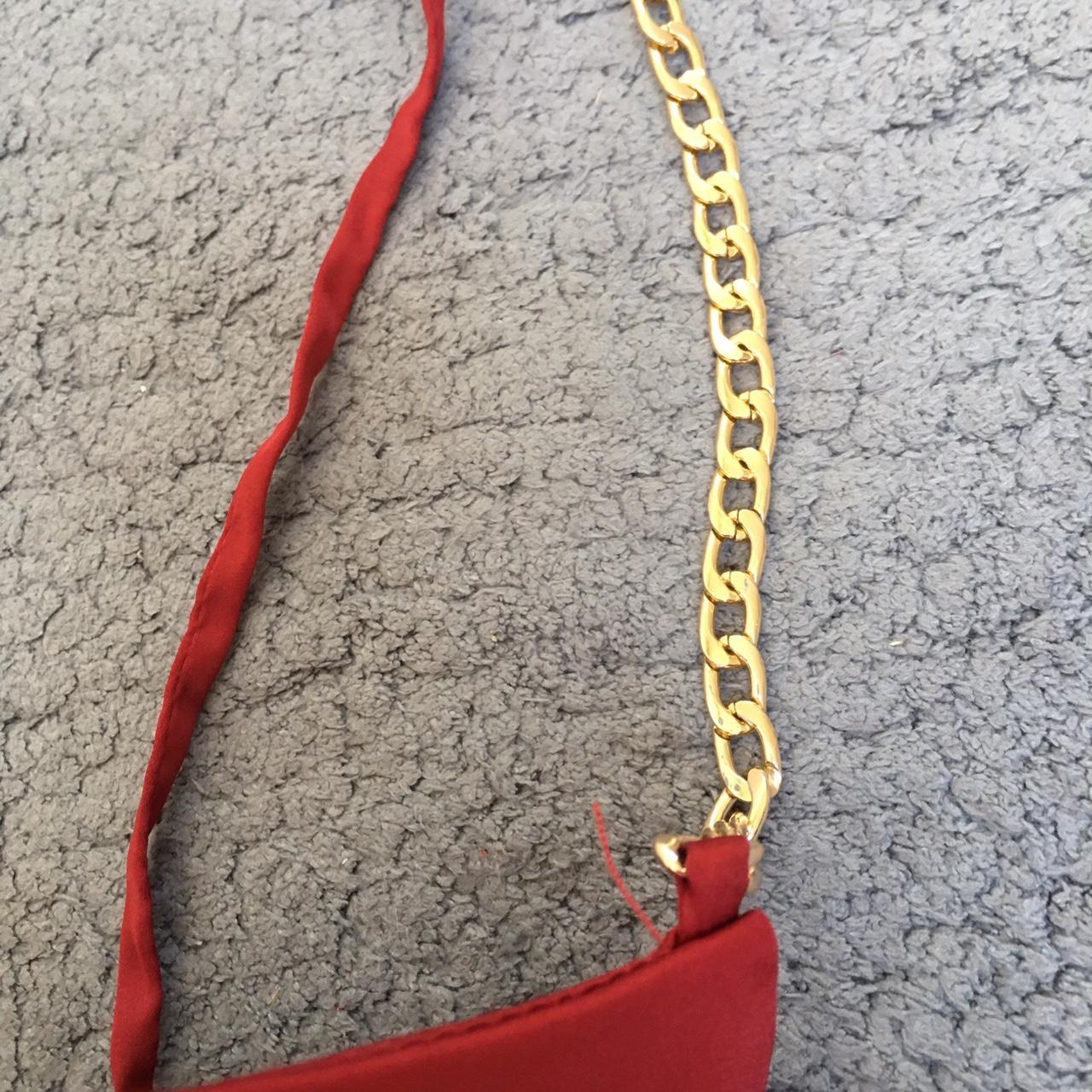 Oh polly red gold chain strap design sexy satin... - Depop