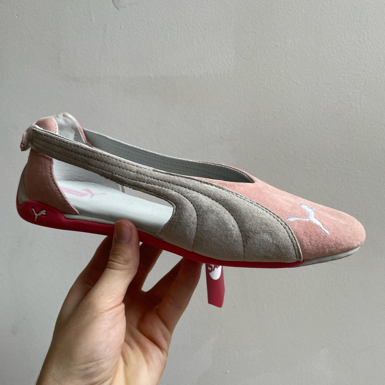 Puma ballerina pump Pink and grey suede Size... - Depop