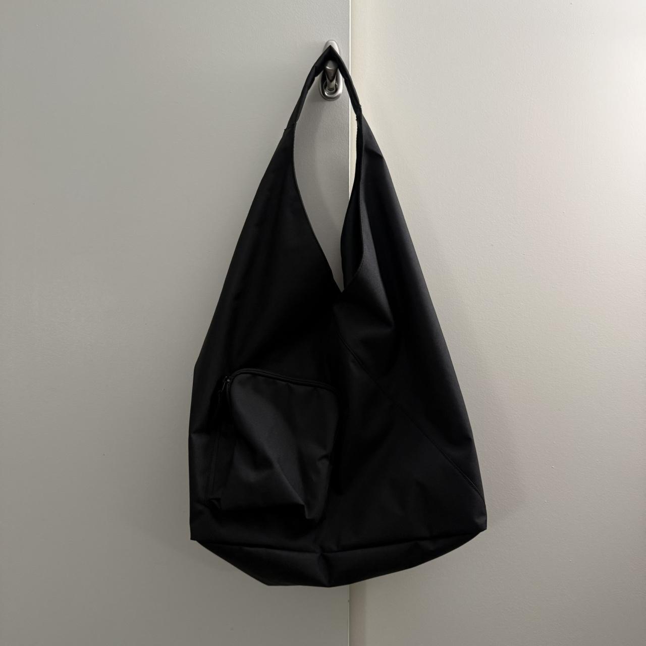 MUJI Water Repellent One Shoulder Bag Black with... - Depop