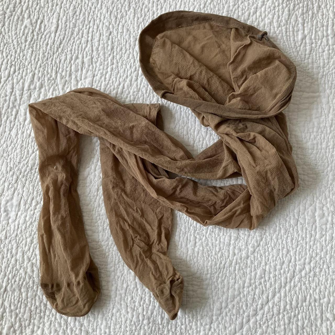 Pair of beige reinforced pantyhose, size M. A couple... - Depop