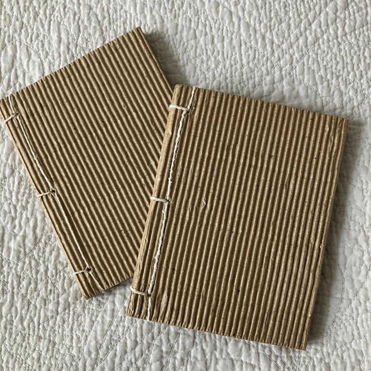 New Handbound corrugated cardboard cover, craft... - Depop
