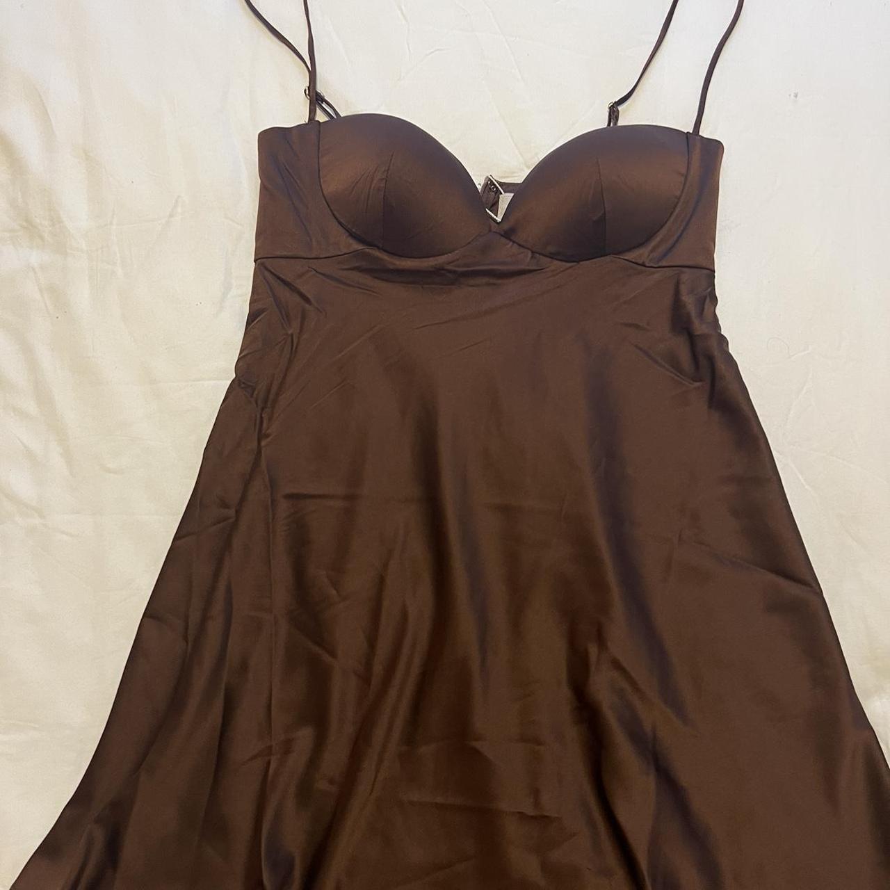 Oh polly, brand new silk brown dress - Depop