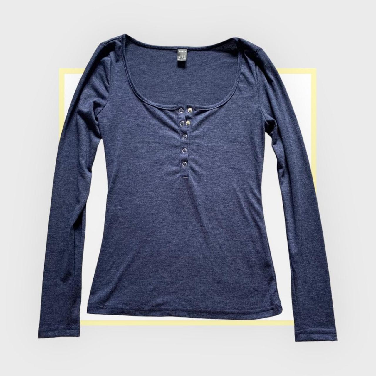blue navy long sleeve henley shirt would look cute... - Depop