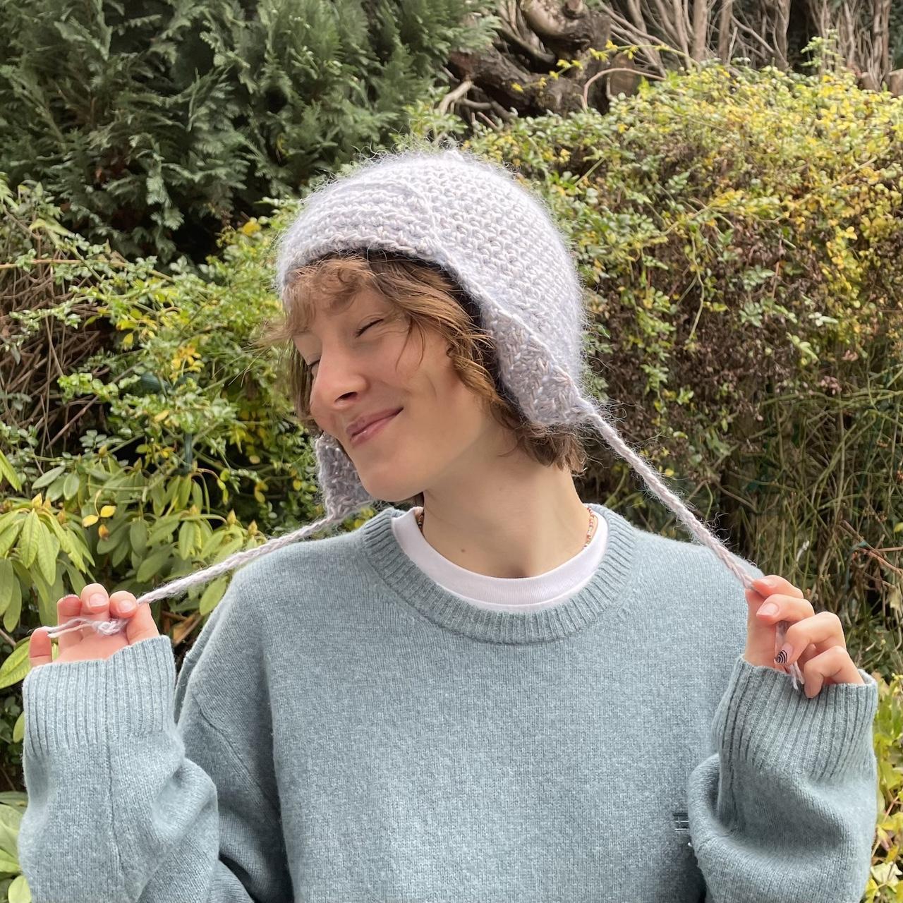 Crochet trapper hat ushanka. Cotton merino and... - Depop