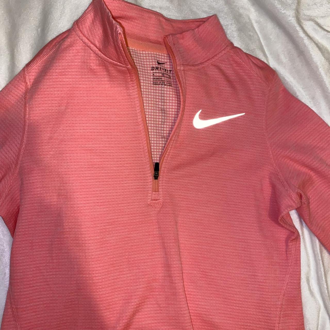 Nike pink dri fit half zip top Girls size XL Fits... - Depop