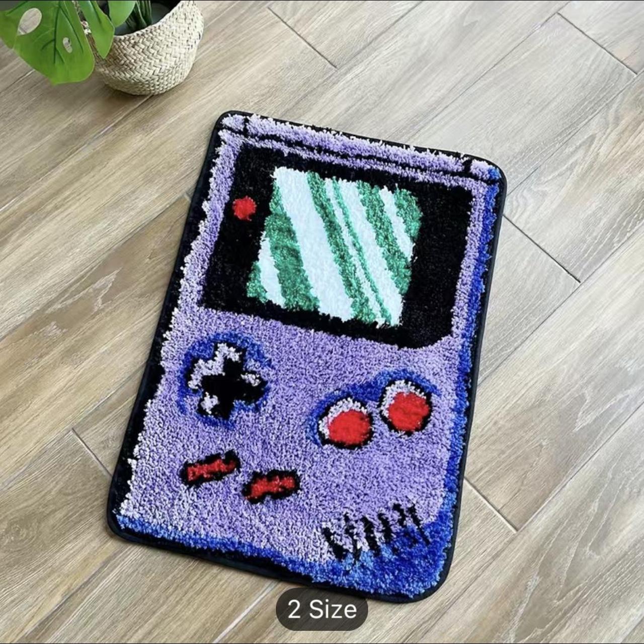 1pc Purple Flocked Game Console Pattern Floor Mat,... - Depop