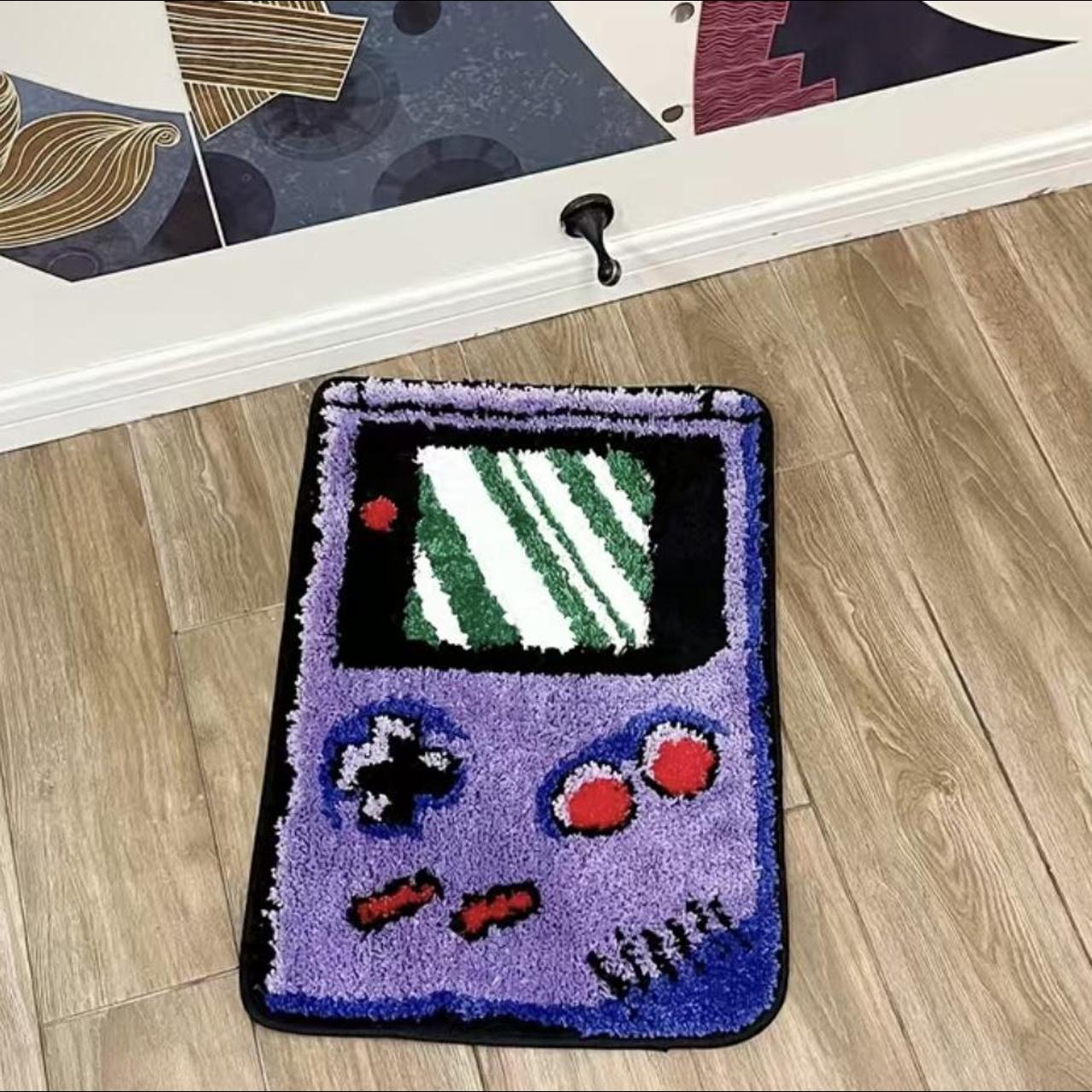 1pc Purple Flocked Game Console Pattern Floor Mat,... - Depop