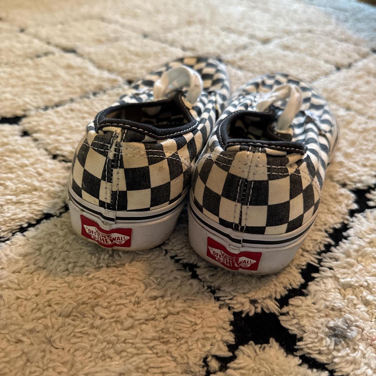 Black and white checkered Vans trainers #checkeredvans | Depop