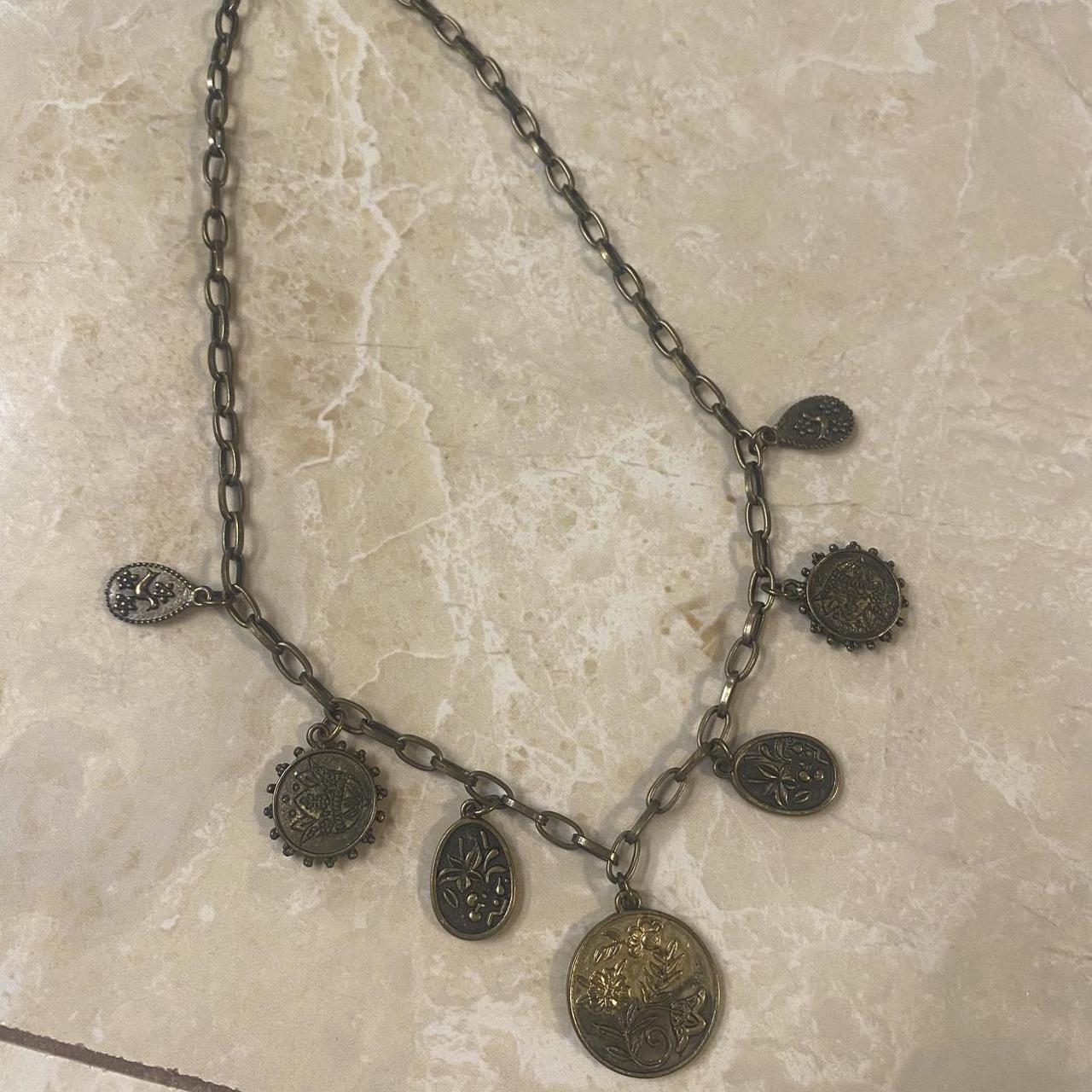 ICING Vintage Worn Bronze Statement Necklace... - Depop