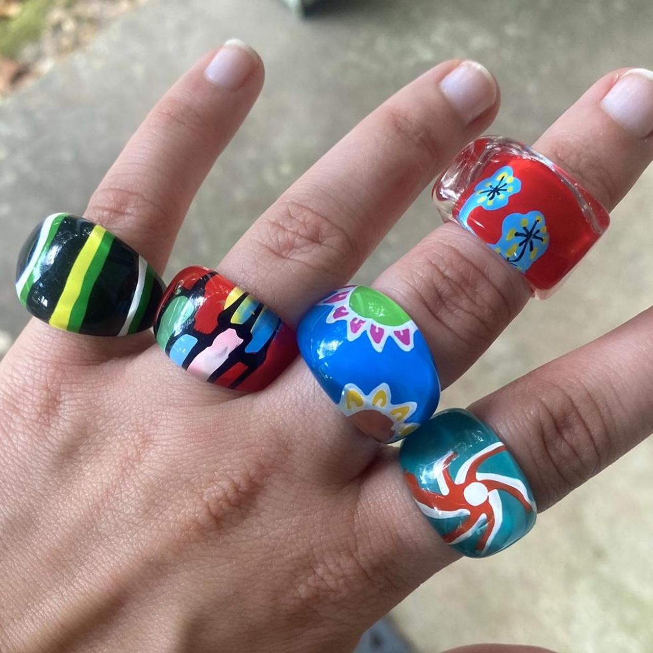 Funky Ring Bundle😝 Multi Colored Message me if you... - Depop
