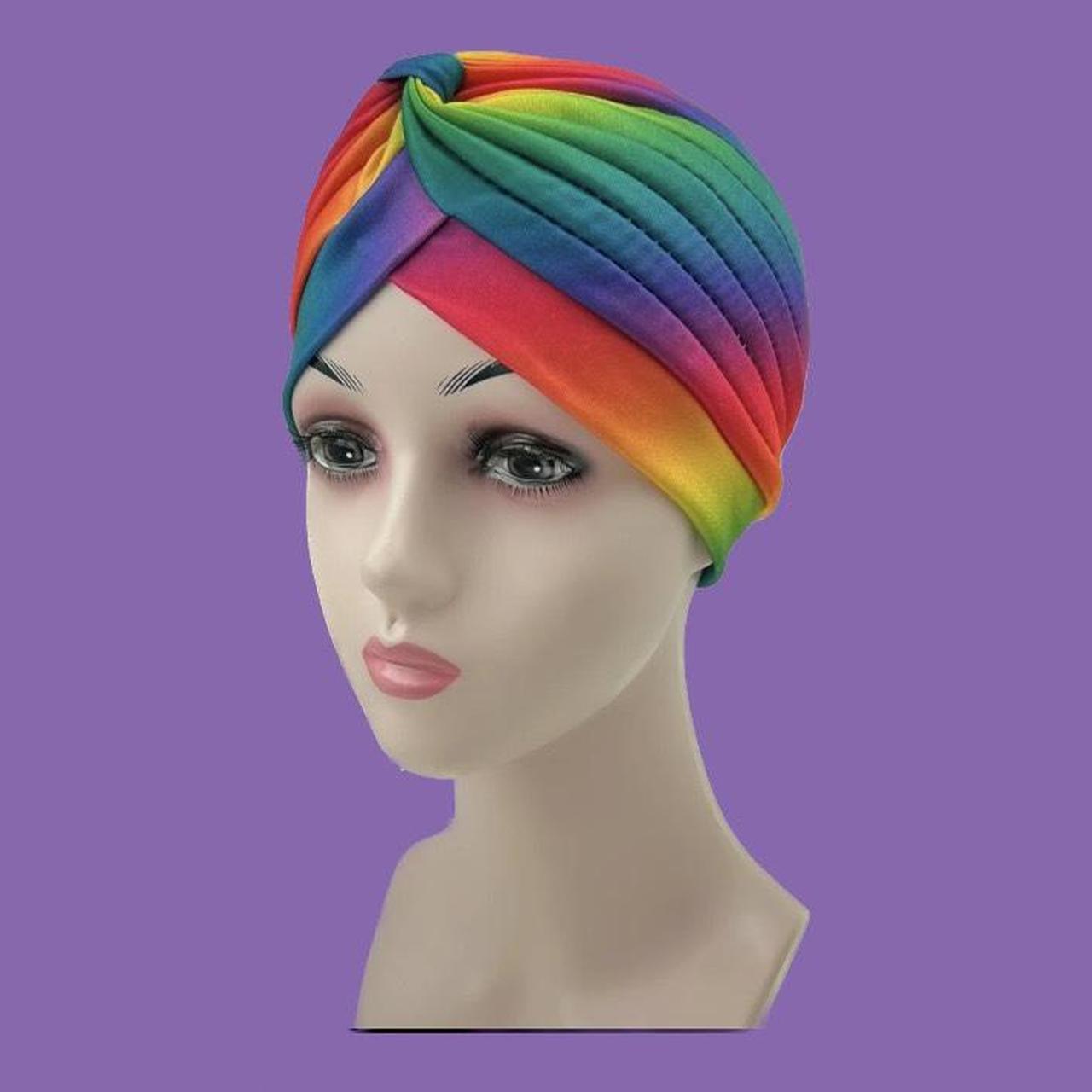 Bright Rainbow ombré turban twist hat Total Lisa... - Depop