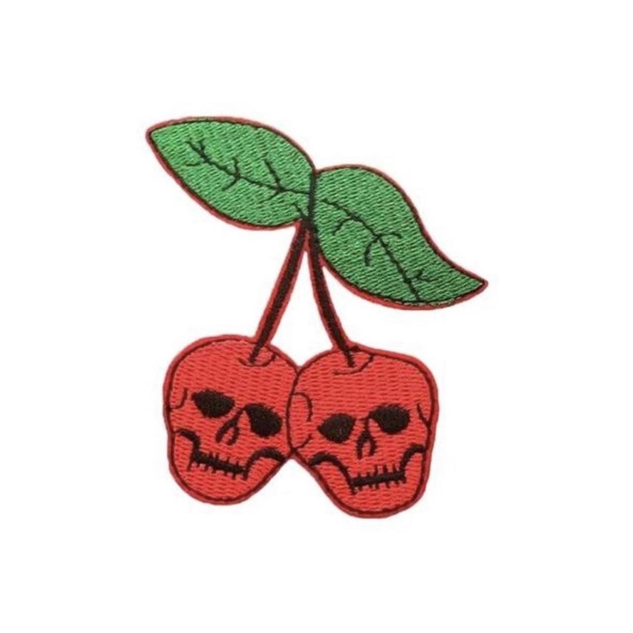 Embroidered cherry skull patch 🍒 💀 Iron on See... - Depop
