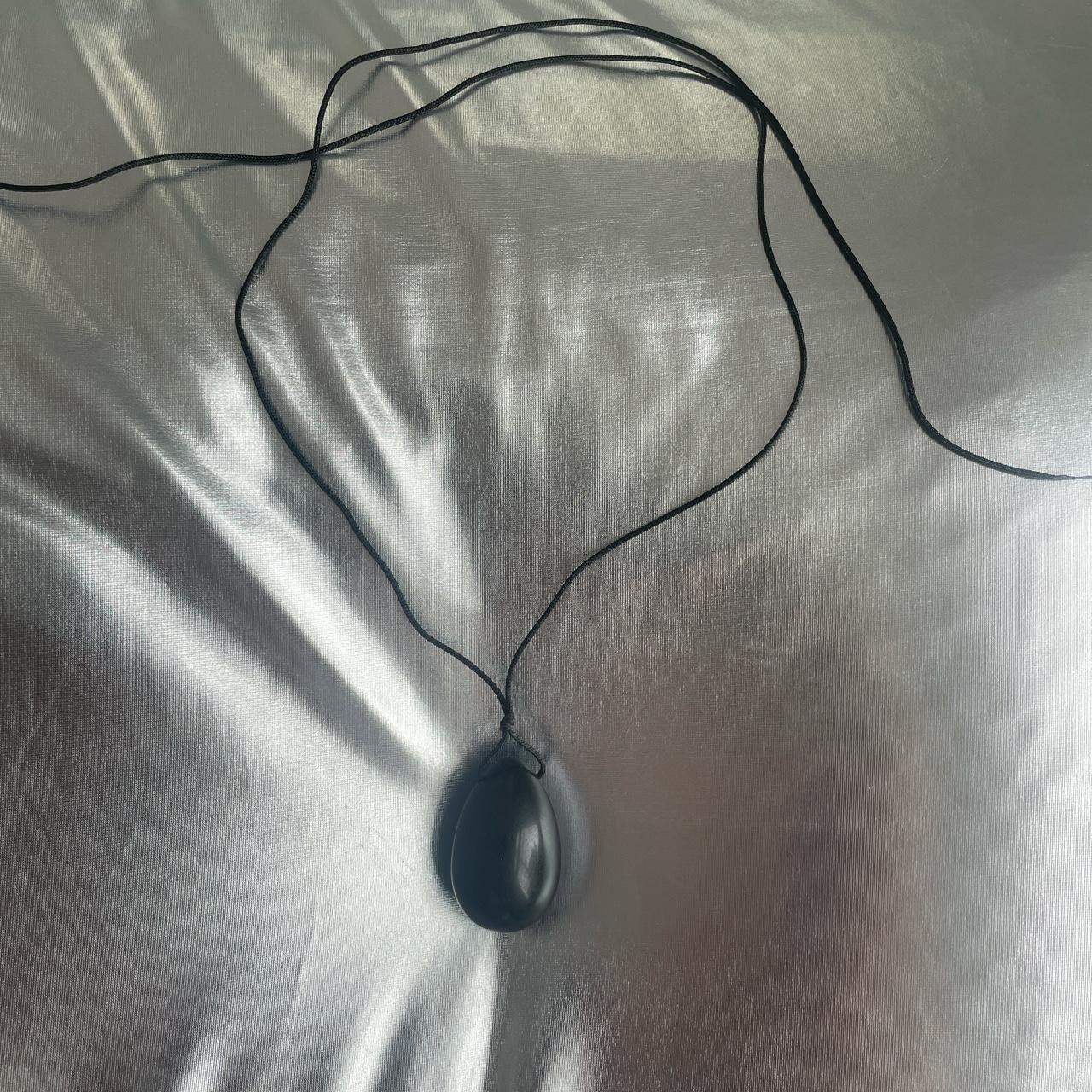 Y2K Bean Drop Necklace (EGG CHOKER) in all Black 🫘... - Depop