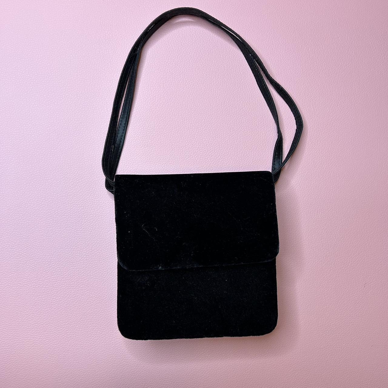 Black velvet mini bag so cute and easy to style 🖤... - Depop