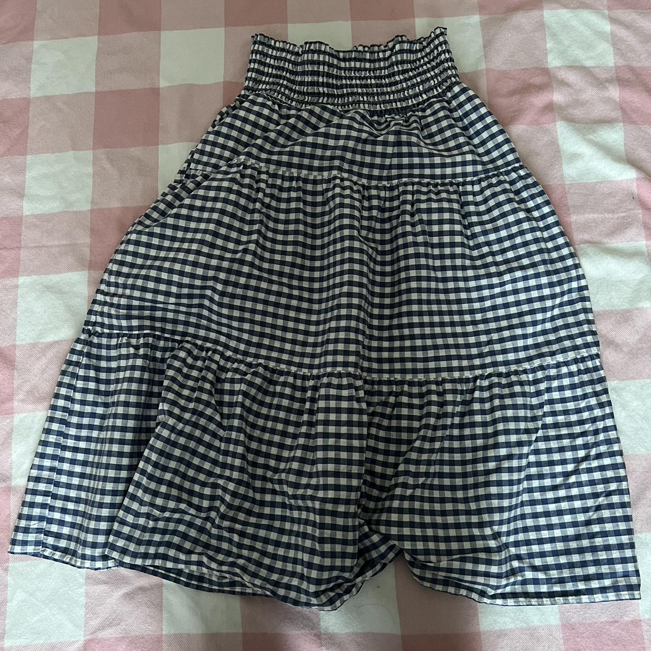 Universal thread blue navy gingham midi skirt NEW... - Depop