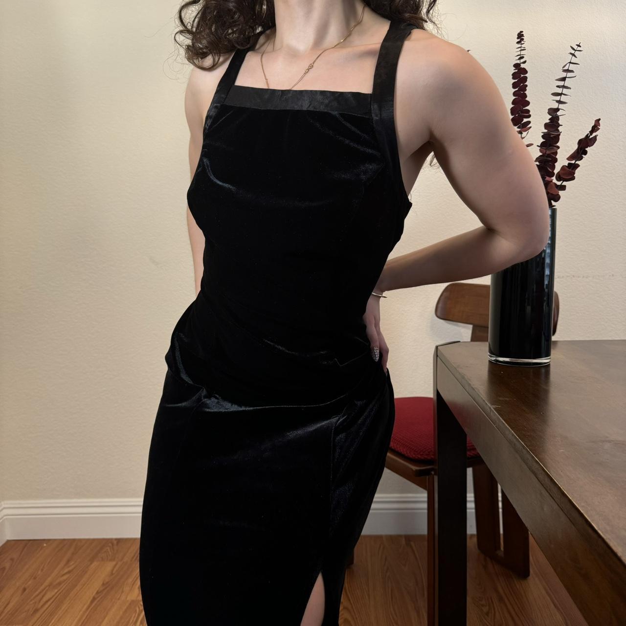 Vintage black velvet prom dress gorgeous velvet... | Depop