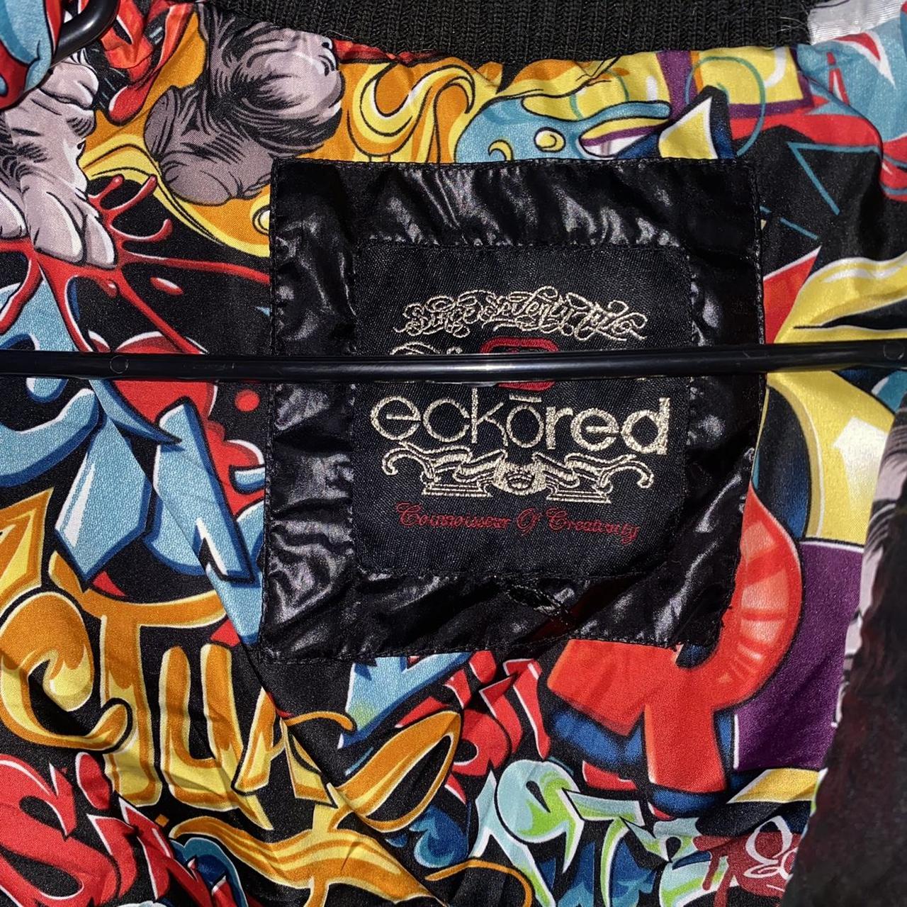 Ecko Red puffer jacket with graffiti inside #y2k... - Depop