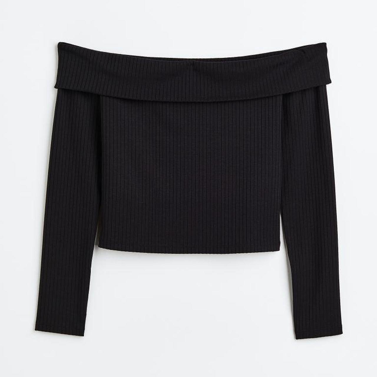 H&M off the shoulder black ribbed crop top! - Depop