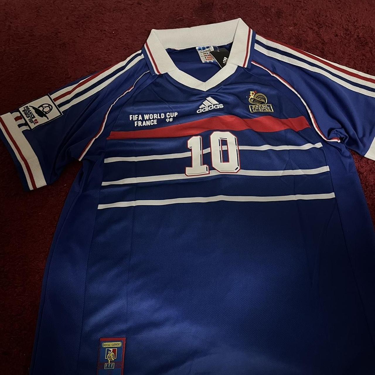 France Zidane #10 World Cup 1998 Blue Soccer SIZE... | Depop