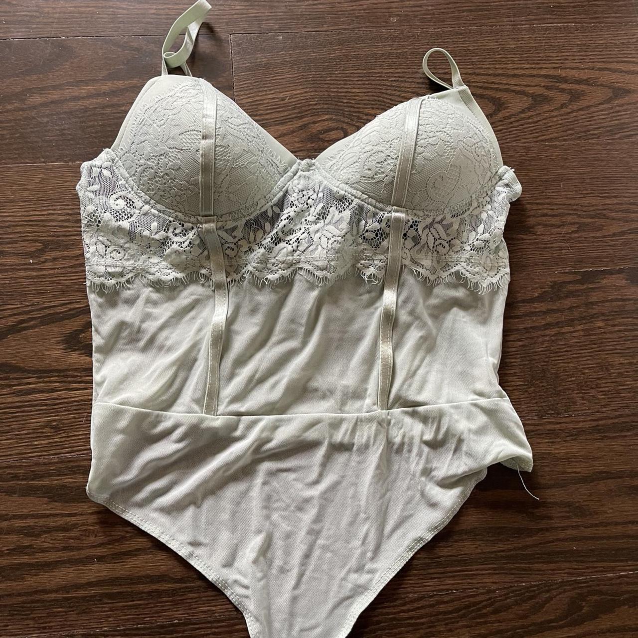 lace green bodysuit never worn dm to buy $17 - Depop