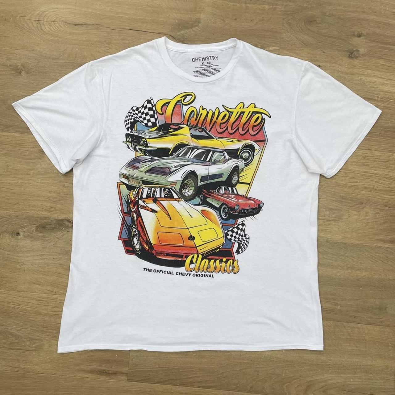 Vintage Corvette T-shirt Description - White... - Depop
