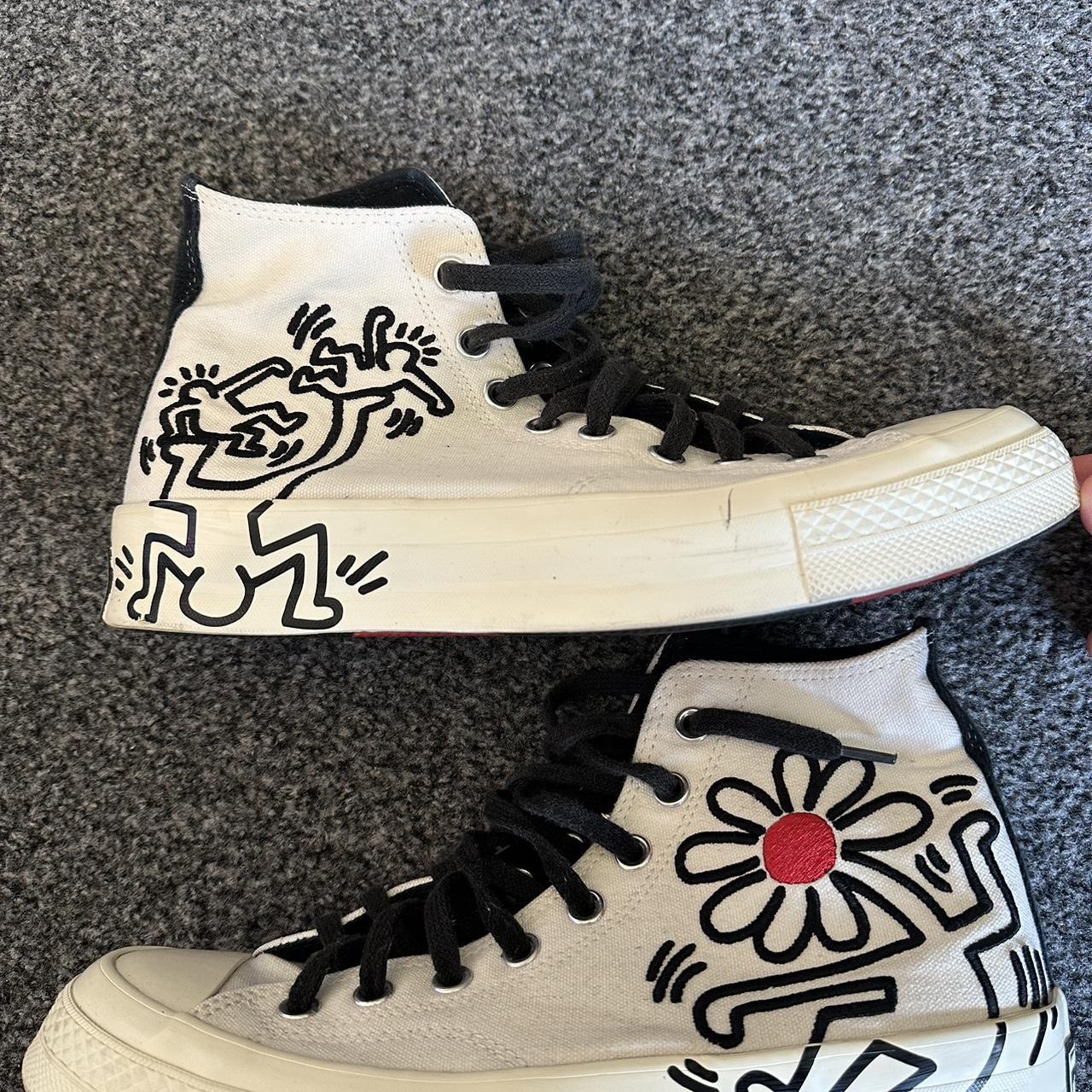 Keith haring converse Men’s uk size 8 Barely worn - Depop