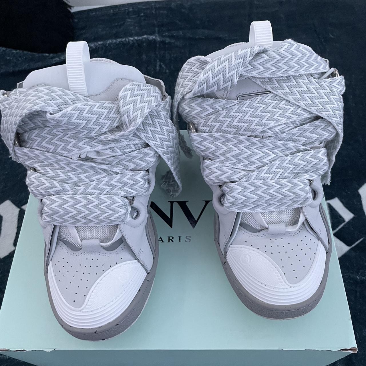 White and Grey Lanvin Curbs #Lanvin #Designer #Shoes... - Depop