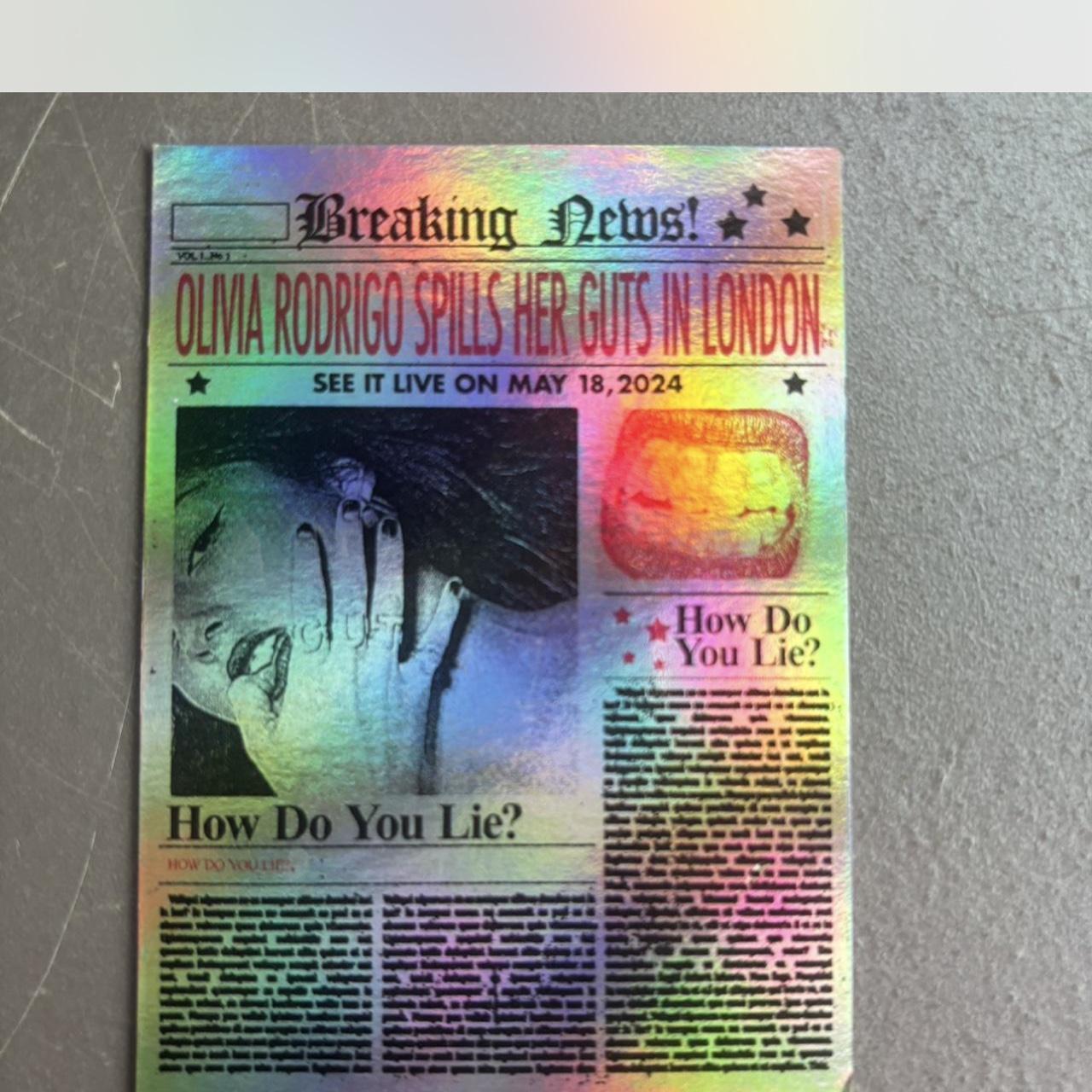 Olivia Rodrigo trading card and Tate McRae vip package - Depop