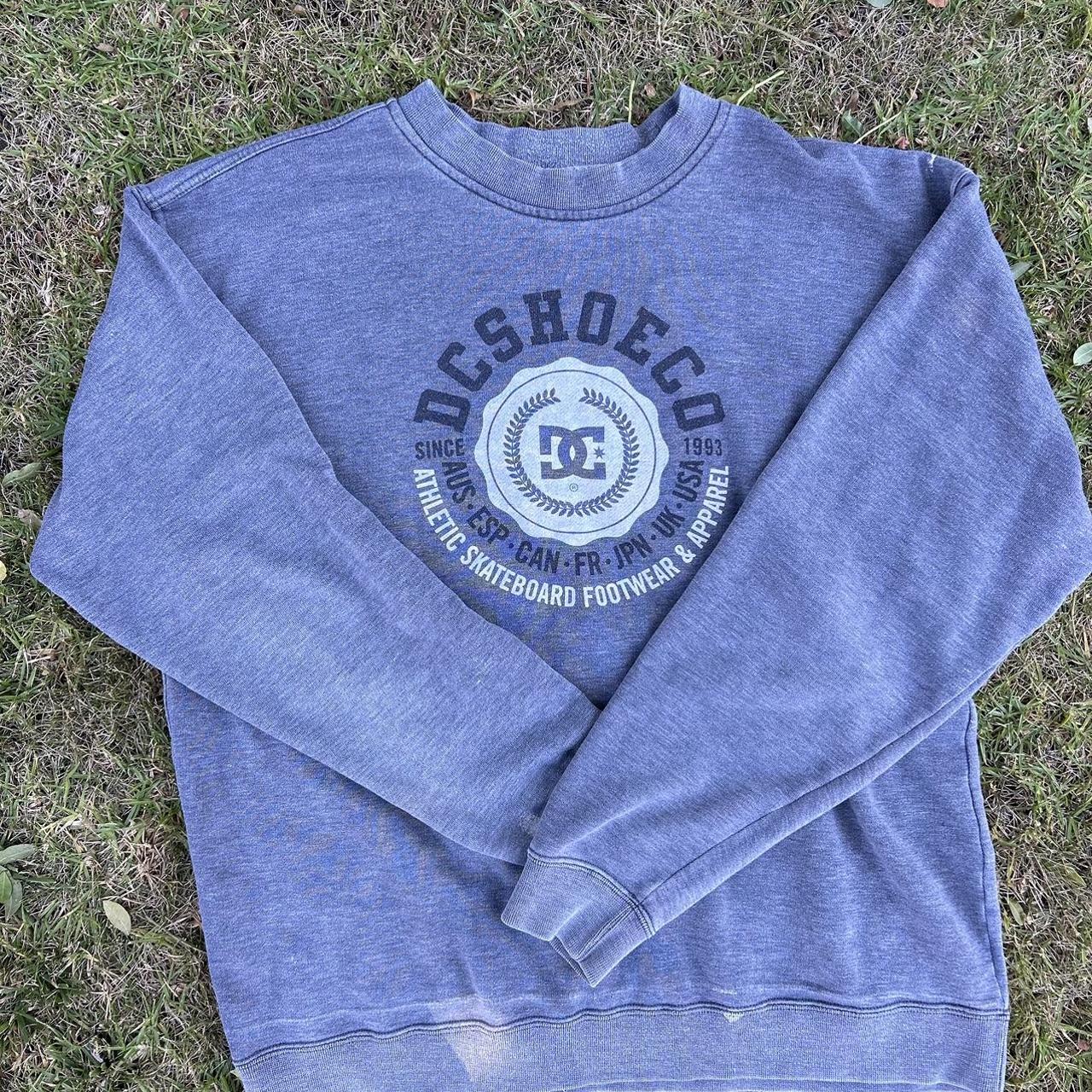 Vintage Dc Crewneck, Fading and Paint Stains, Large - Depop