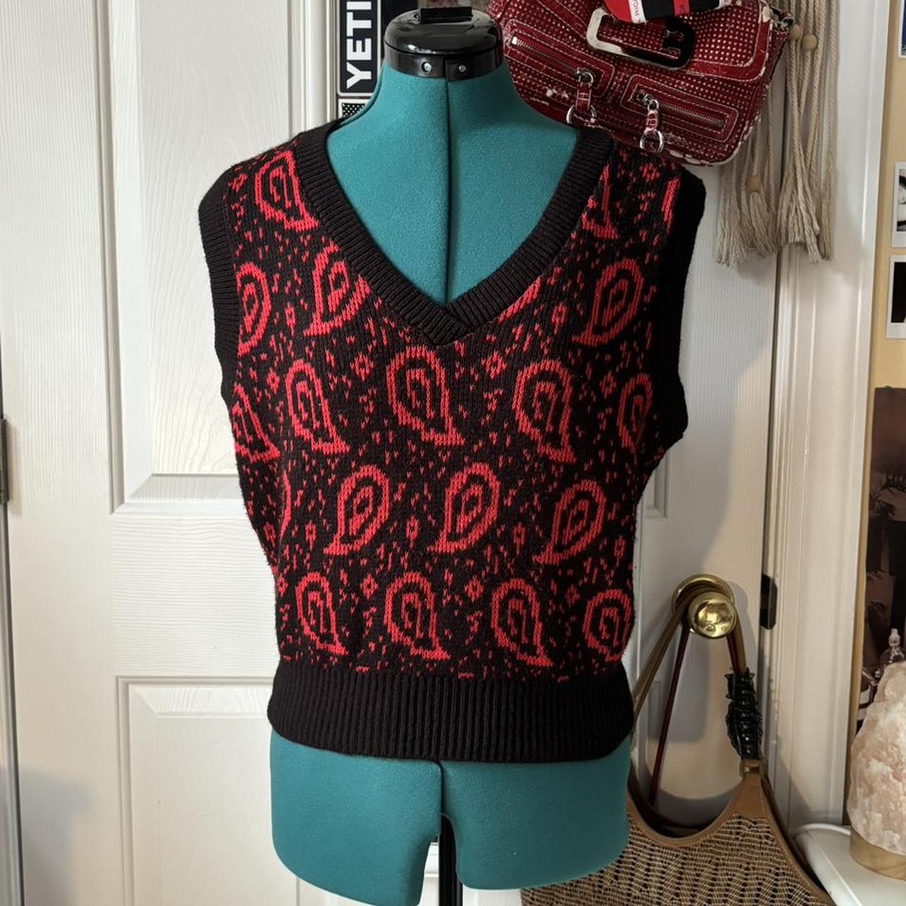 Vintage Red & Black Kate Collins Sweater... | Depop