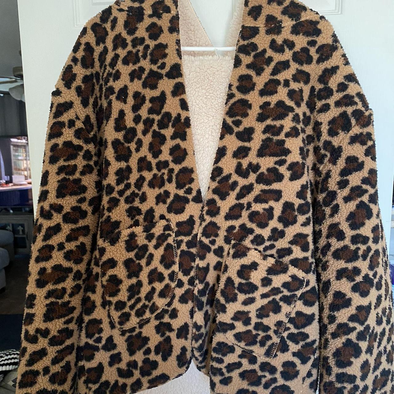 Oversized irreversible sherpa leopard print coat... - Depop