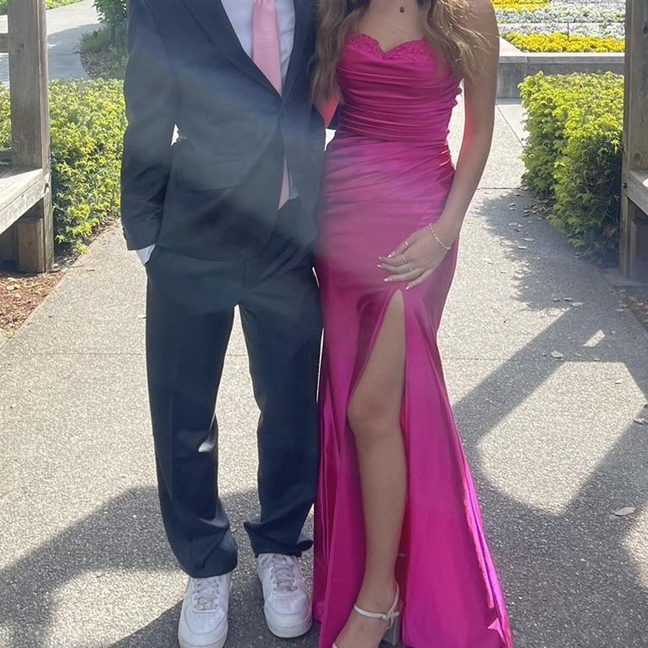 JULES AND CLEO Appliquéd Peekaboo Bodice Satin... - Depop