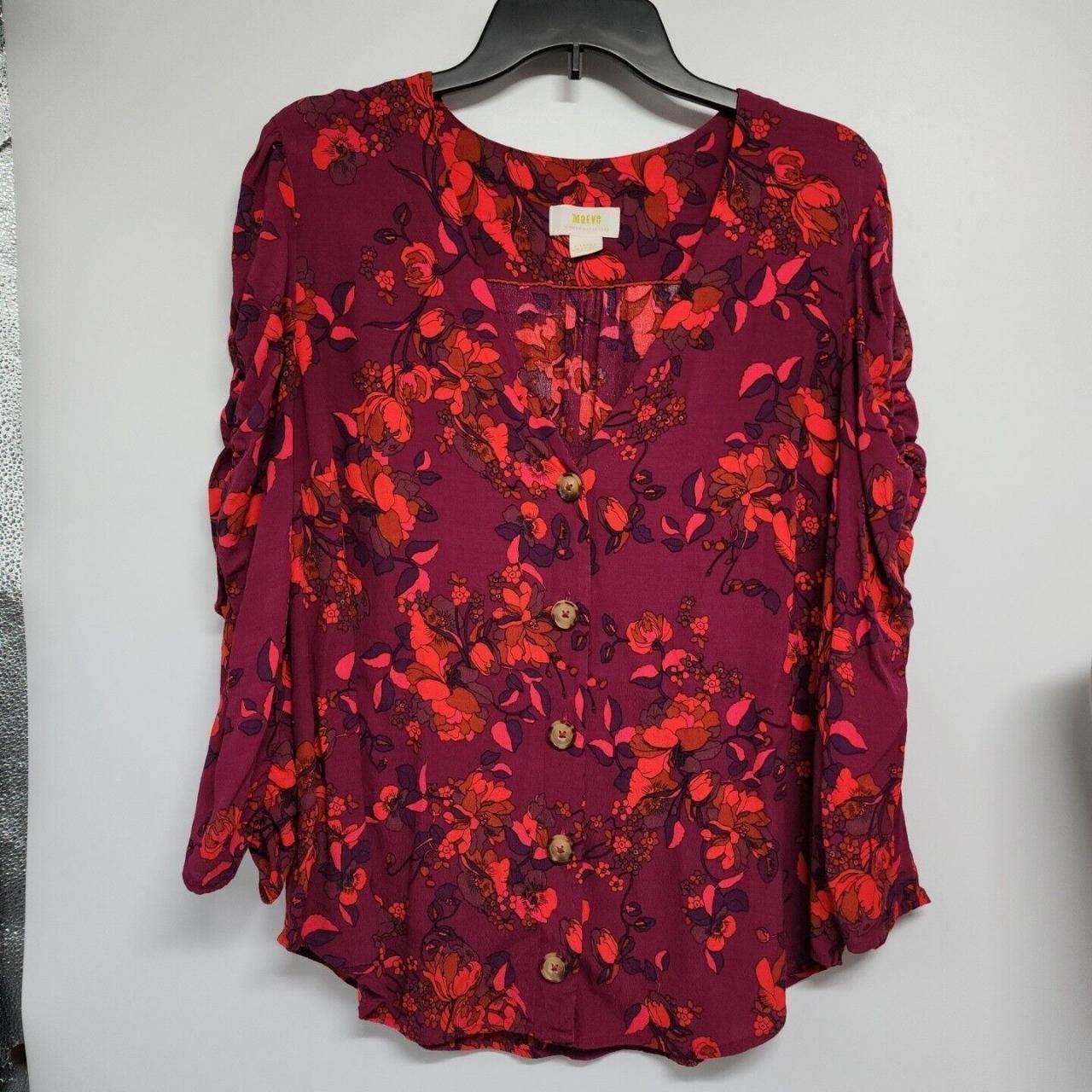 Maeve by anthropologie floral button down blouse... - Depop