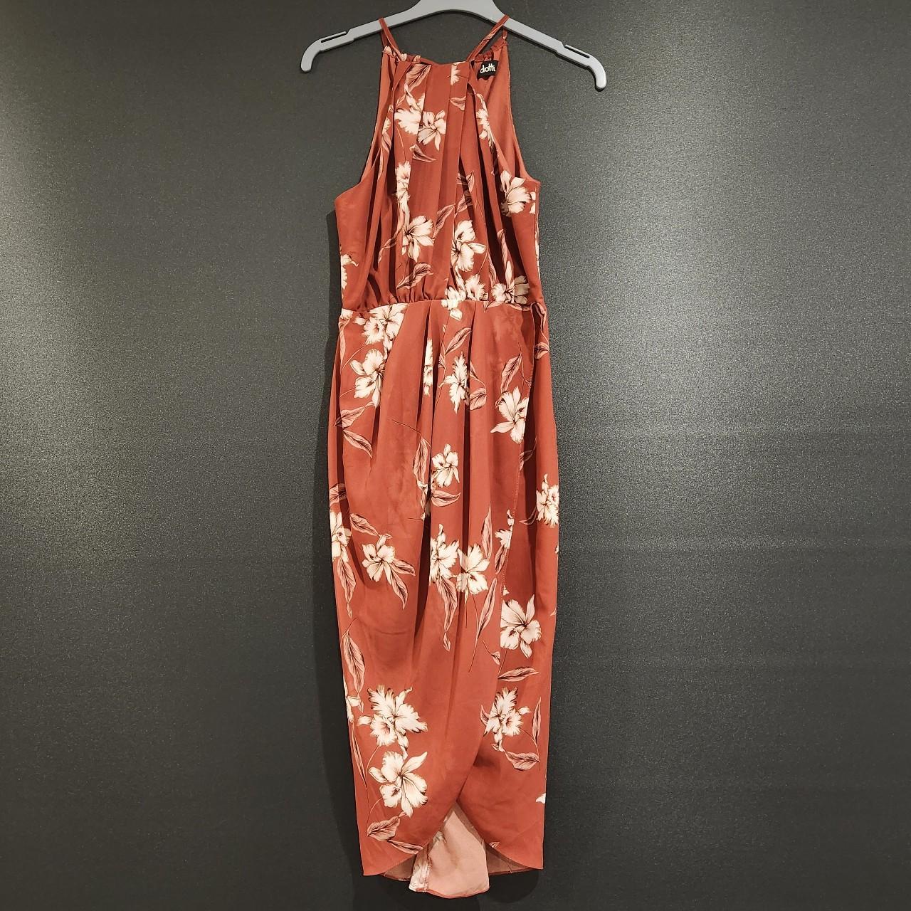 Dotti burgundy floral midi dress #floral - Depop