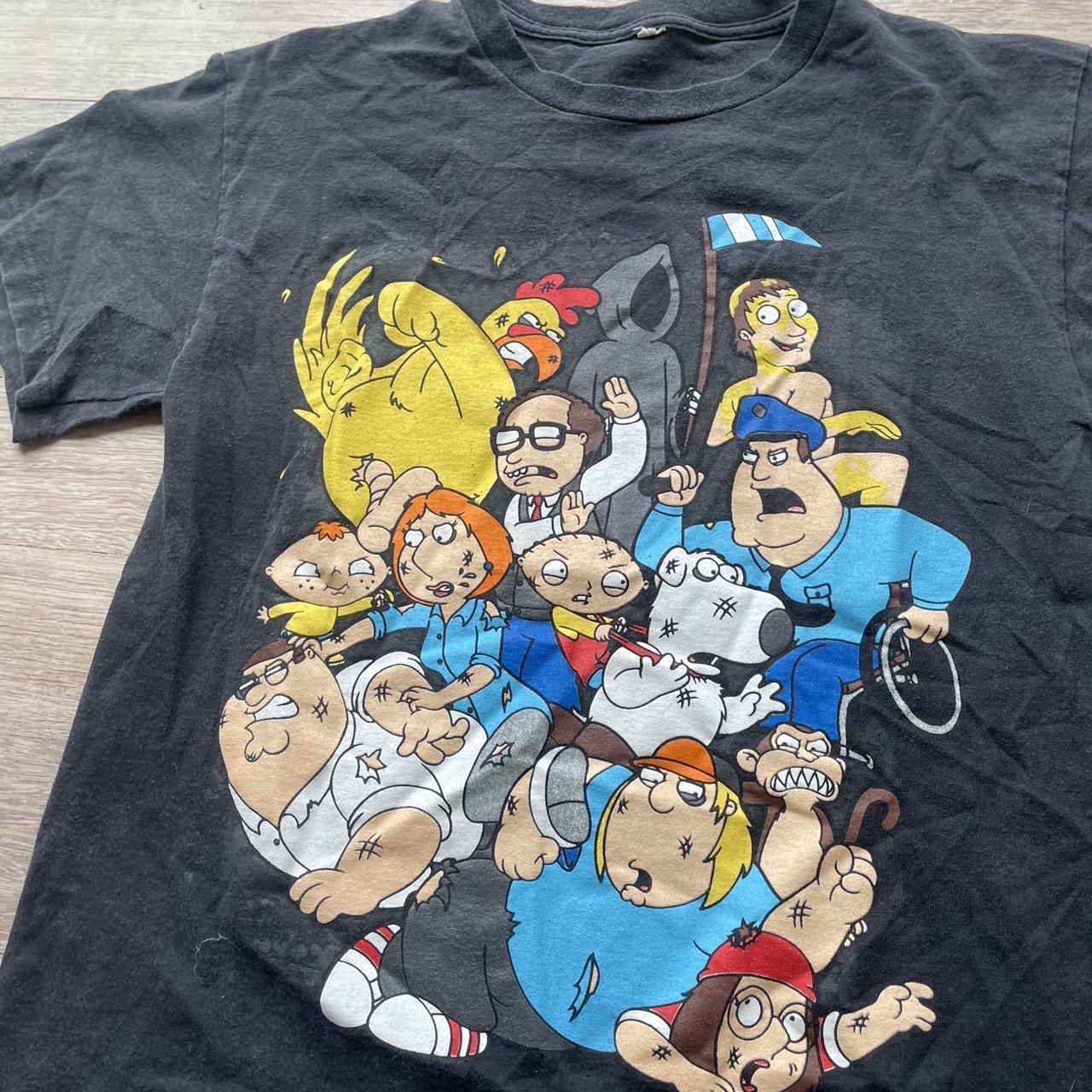 Vintage faded black 2000s Family Guy t shirt. Fits a M. - Depop
