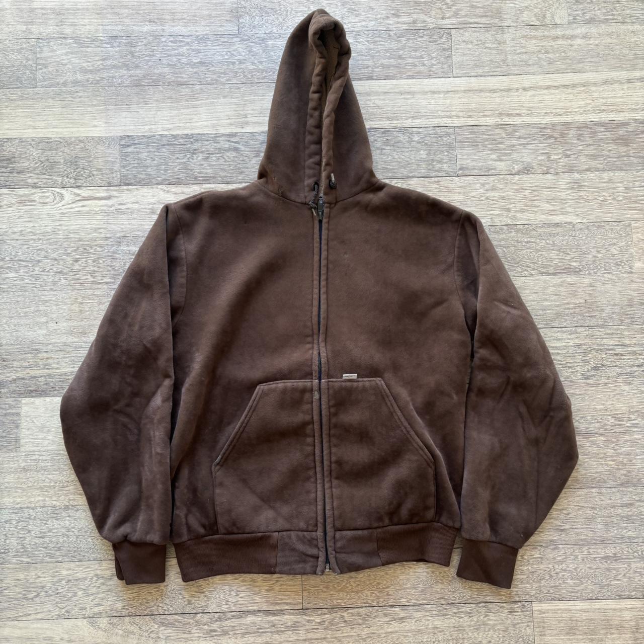 Vintage 80s brown Carhartt sherpa lined zip... - Depop