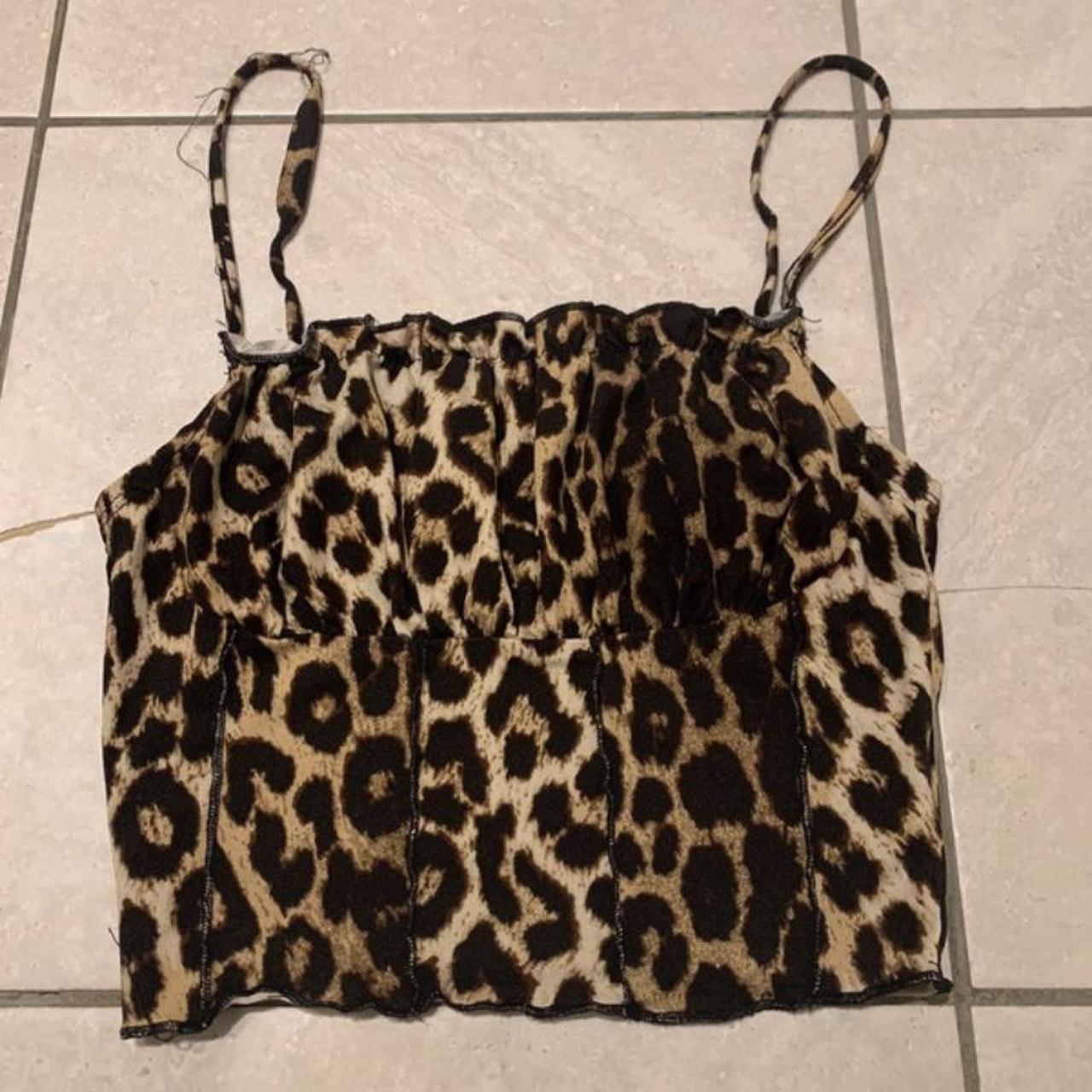 shein leopard print crop top general wear good... - Depop