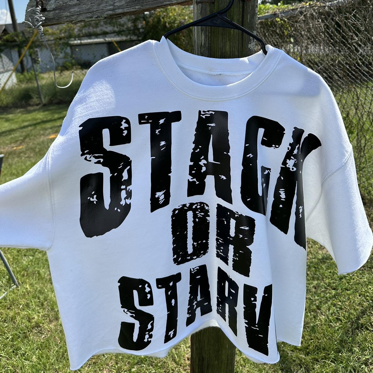 Cropped STACK OR STARVE shirt Thick Fabric Oversized... - Depop