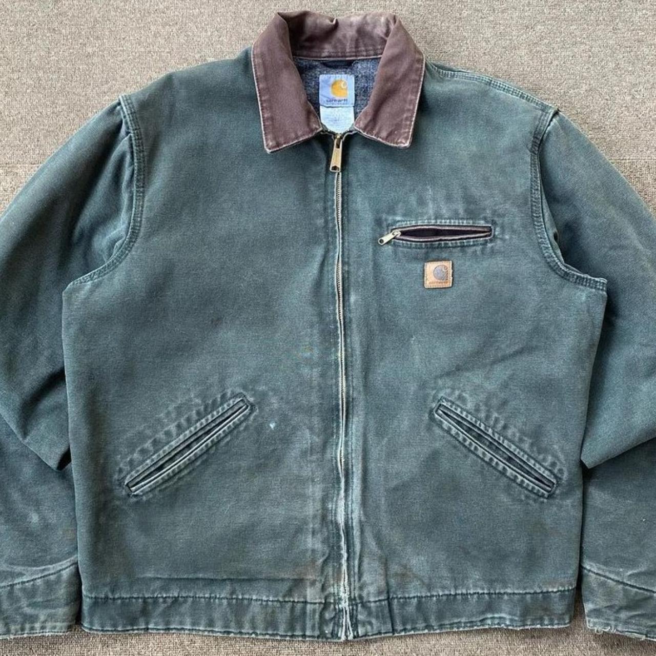 VINTAGE CARHARTT DETROIT J97 MOS green JACKET... - Depop