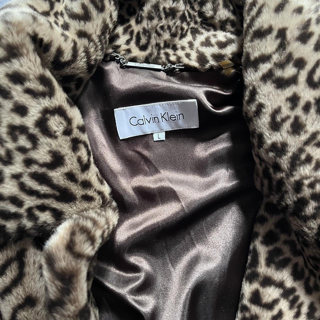 calvin klein cheetah winter coat - Depop
