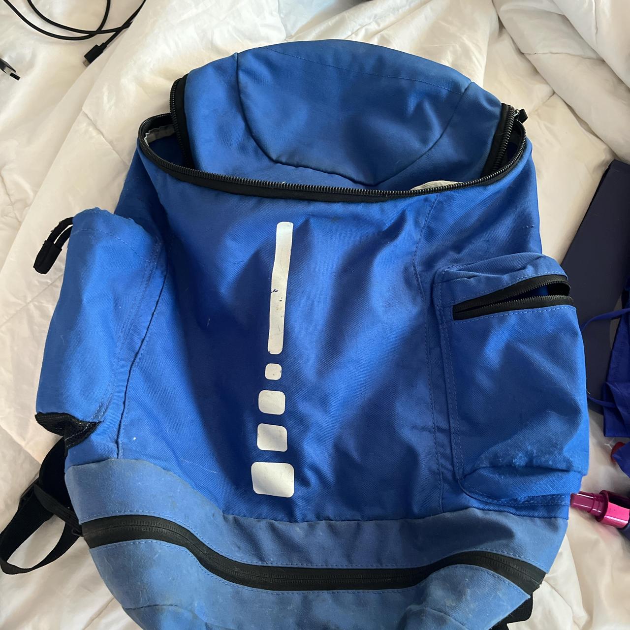 Blue and white Nike Elite backpack #sportybackpack | Depop