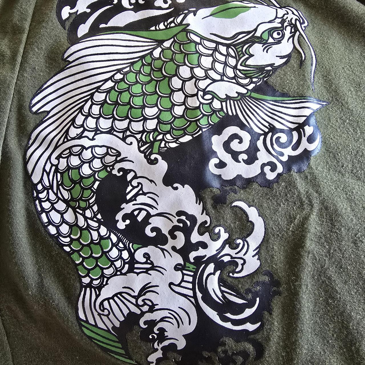 Japanese Koi fish graphic tee, Army Green Size M... | Depop