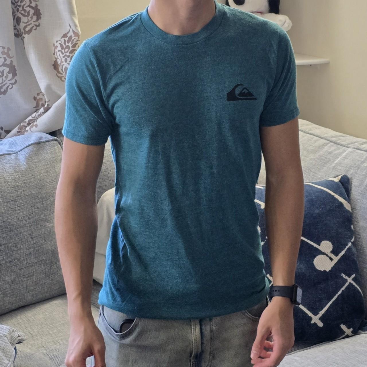 Quiksilver Blue-green regular fit T-shirt #surfvibes... | Depop