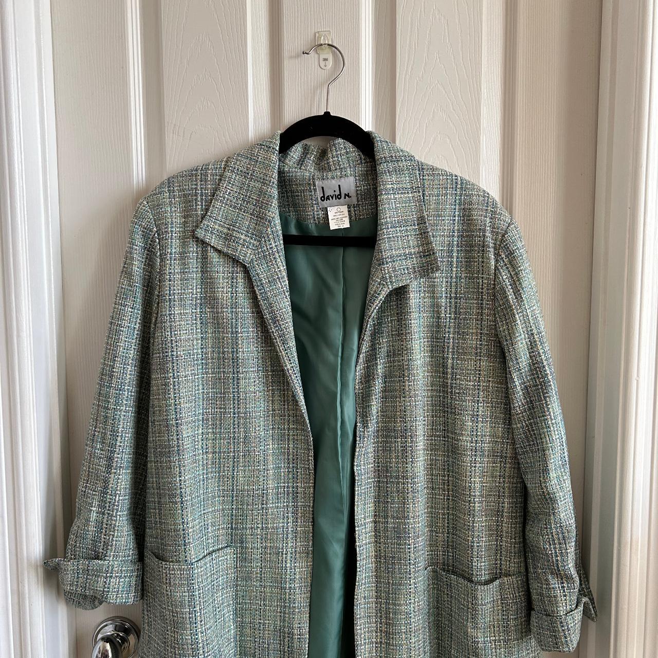 David N tweed weave blazer: blue, green, tan - Depop
