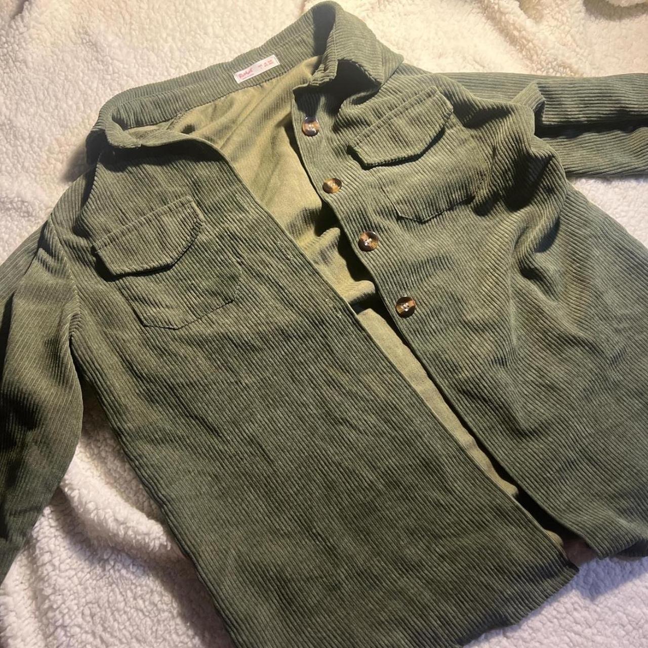 Large ROMWE green corduroy jacket #romwe #corduroy... - Depop