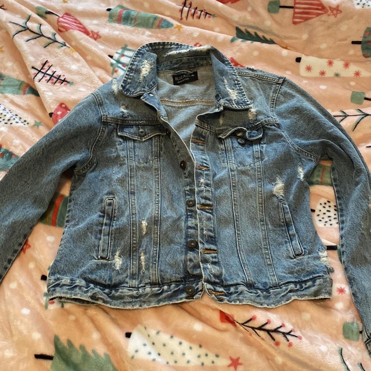 ripped denim jacket perfect condition, size XL but... - Depop