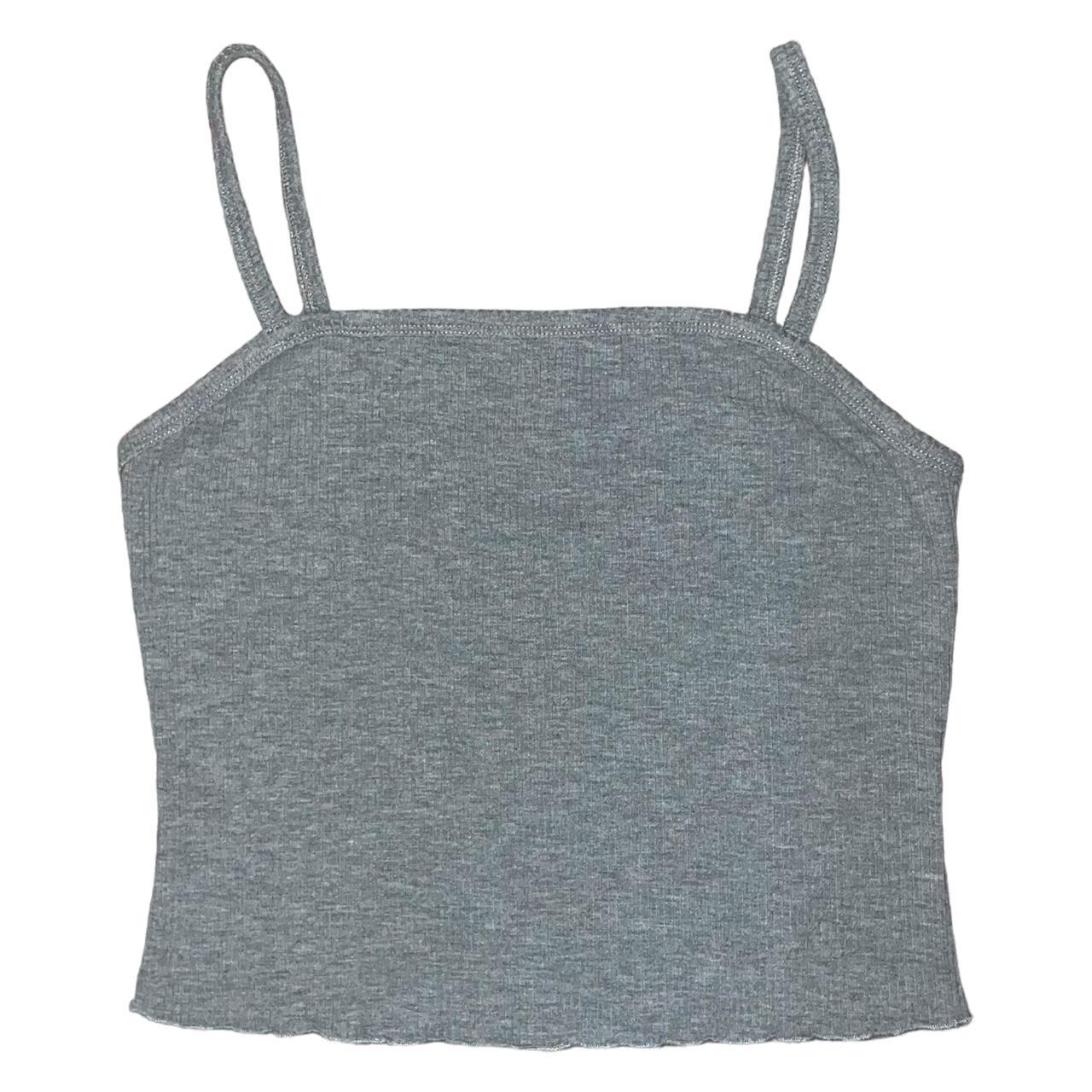 Classic cropped grey ribbed tank top! No tags,... - Depop